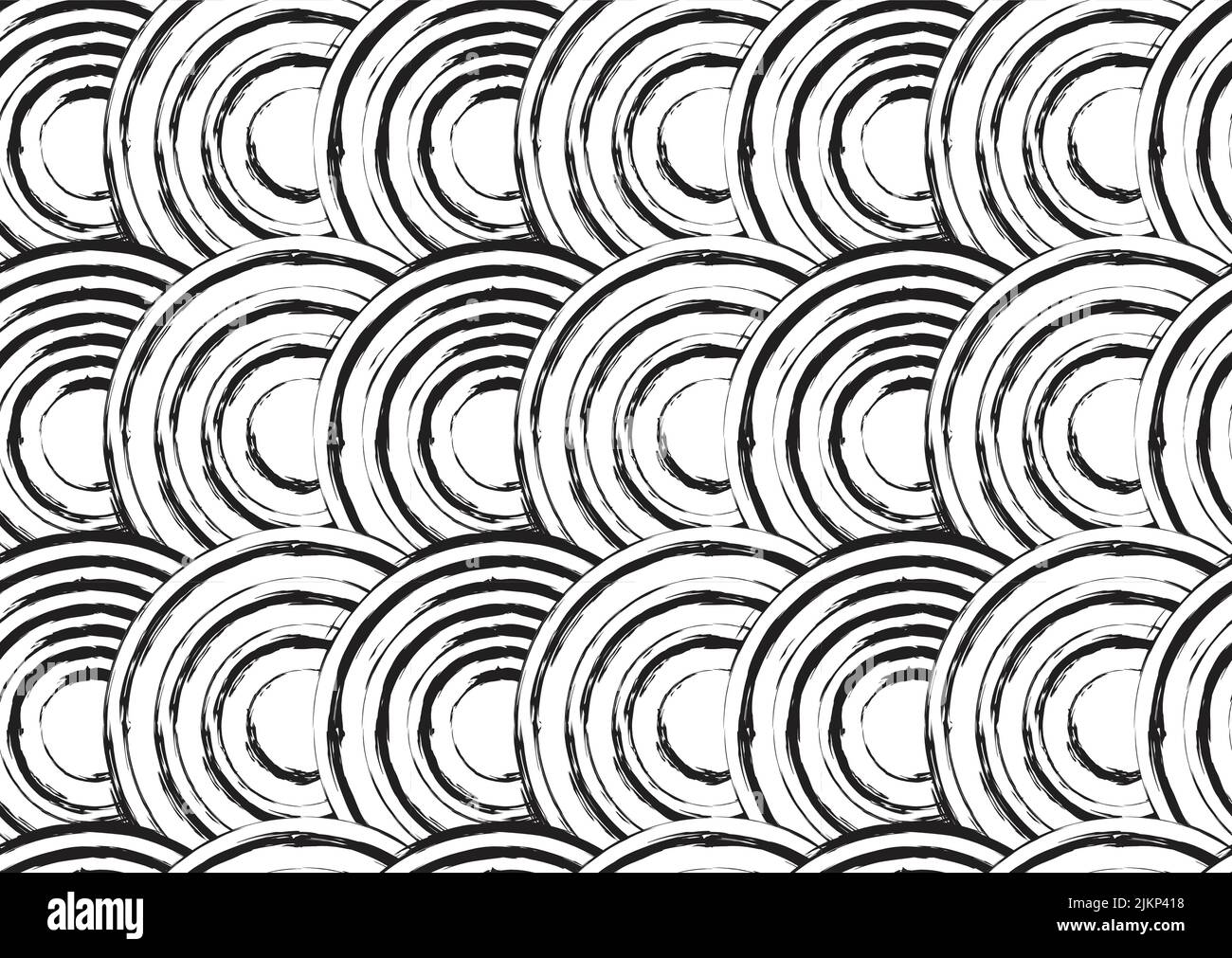 Seamless monochrome vector pattern with grunge concentric circles ...