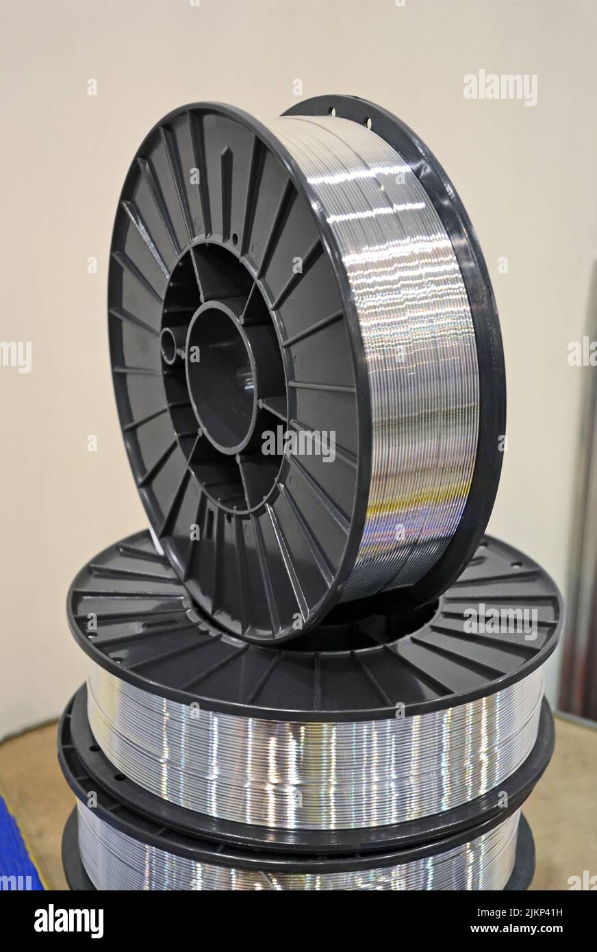 metal wired coil bobbin bulk closeup, modern industry diversity Stock ...