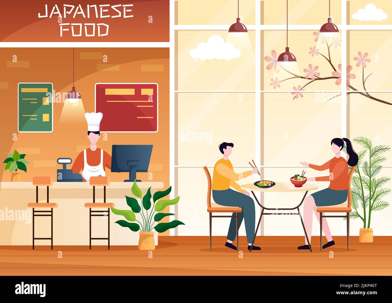 People Eating Japanese Food in the Restaurant with Various Delicious ...