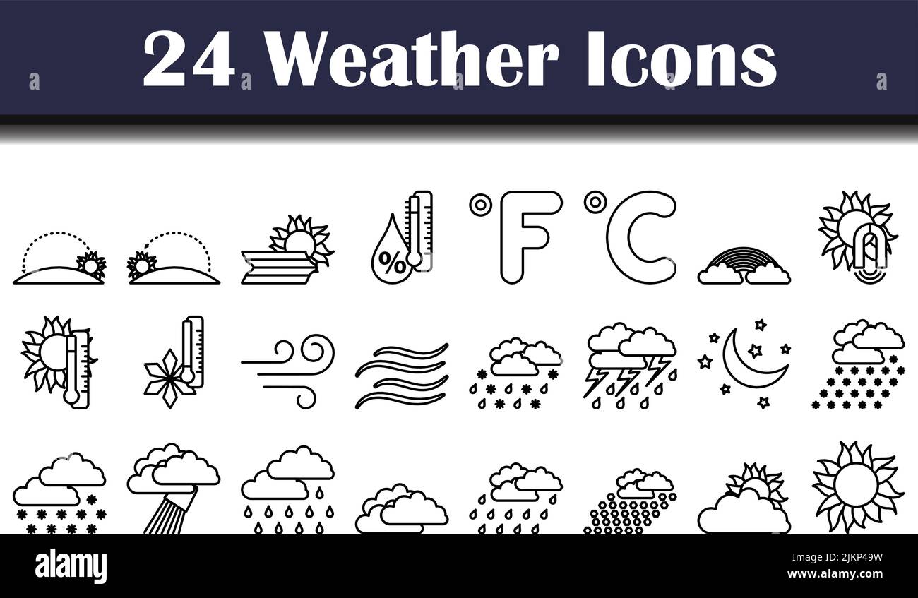 Weather Icon Set Bold Outline Design With Editable Stroke Width Vector Illustration Stock