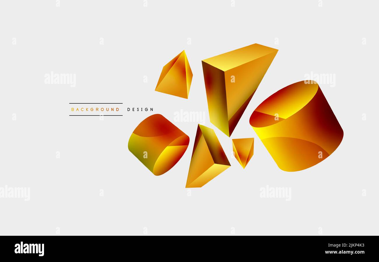 3d vector minimalist geometric abstract background. Triangle, cylinder ...
