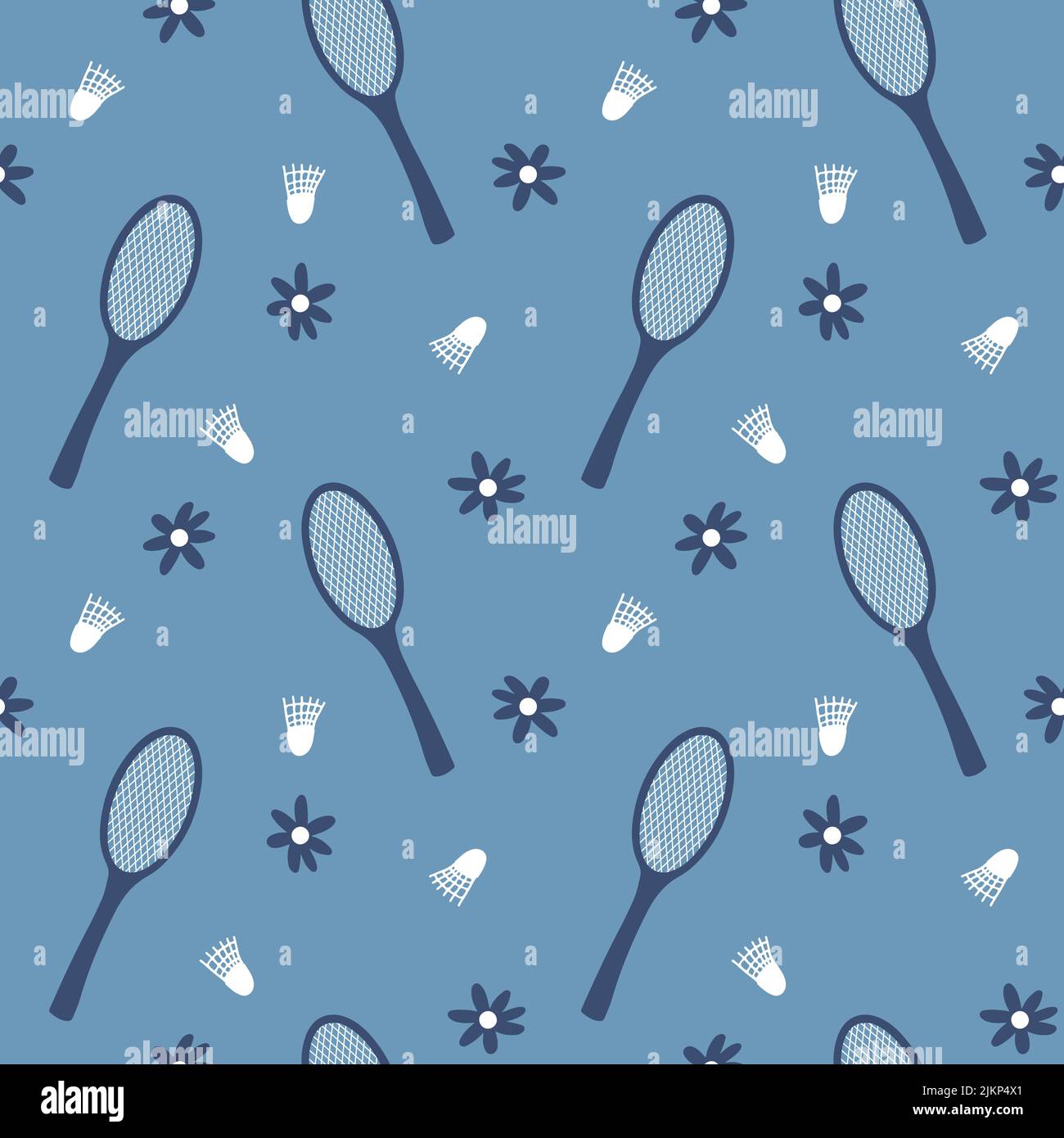 Badminton rackets seamless pattern on blue background Stock Vector ...