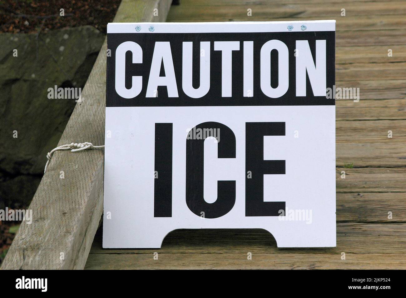 A warning sign - Caution ice Stock Photo - Alamy
