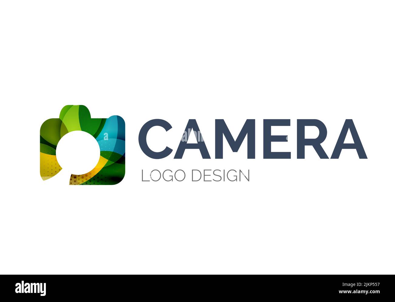 Abstract camera logo design made of color pieces - various geometric ...