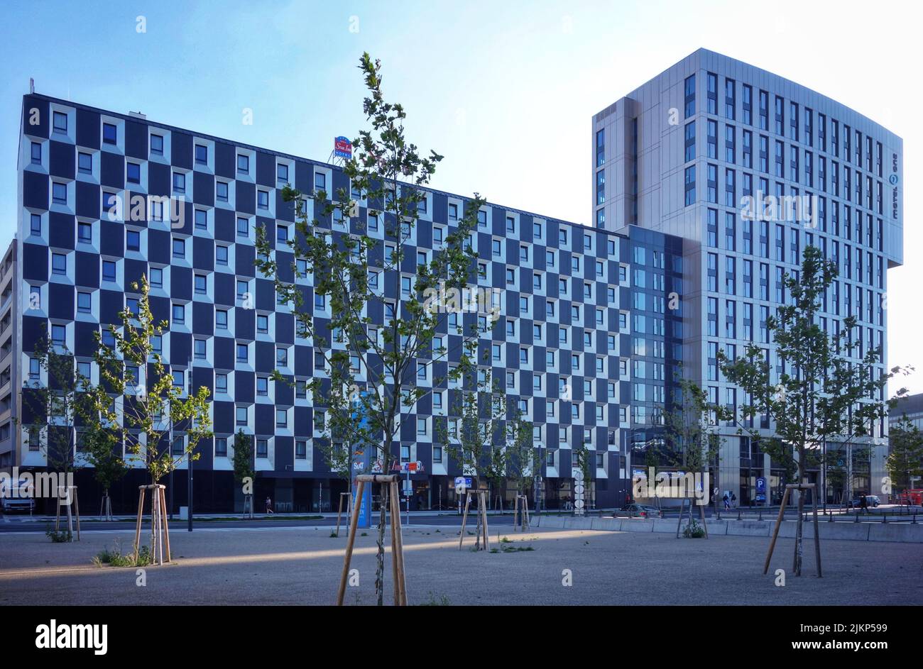 A beautiful urban landscape with modern buildings in Vienna, Austria ...