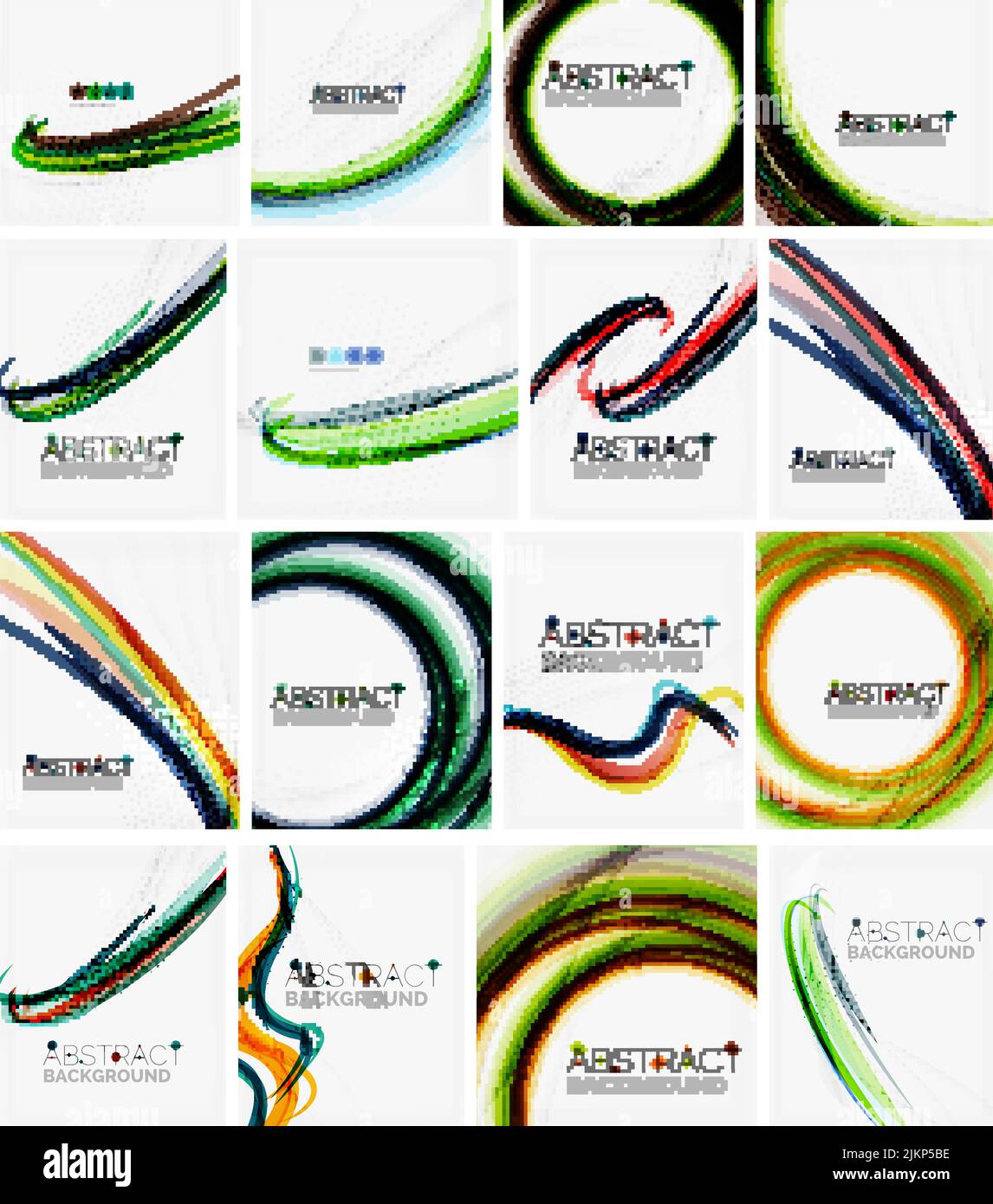 Set of abstract backgrounds. Circles, swirls and waves with copyspace ...