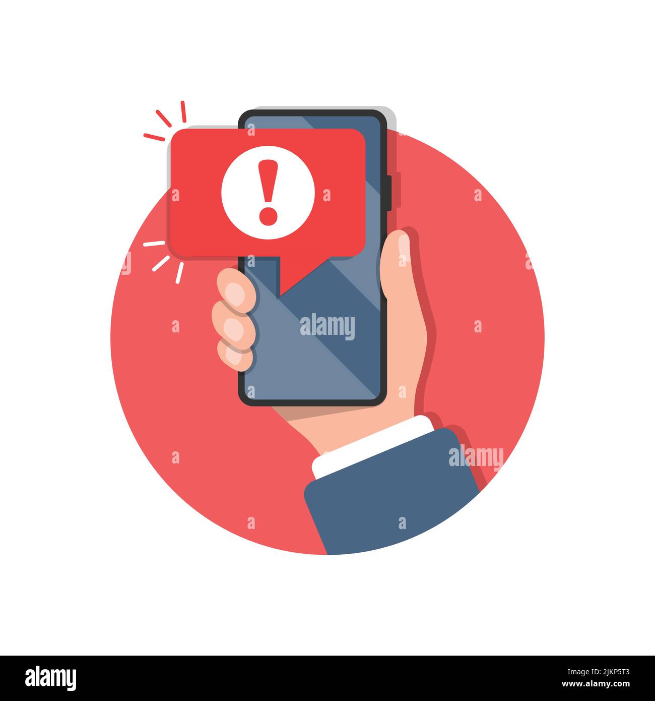 Phone notifications icon in flat style. Smartphone with exclamation ...