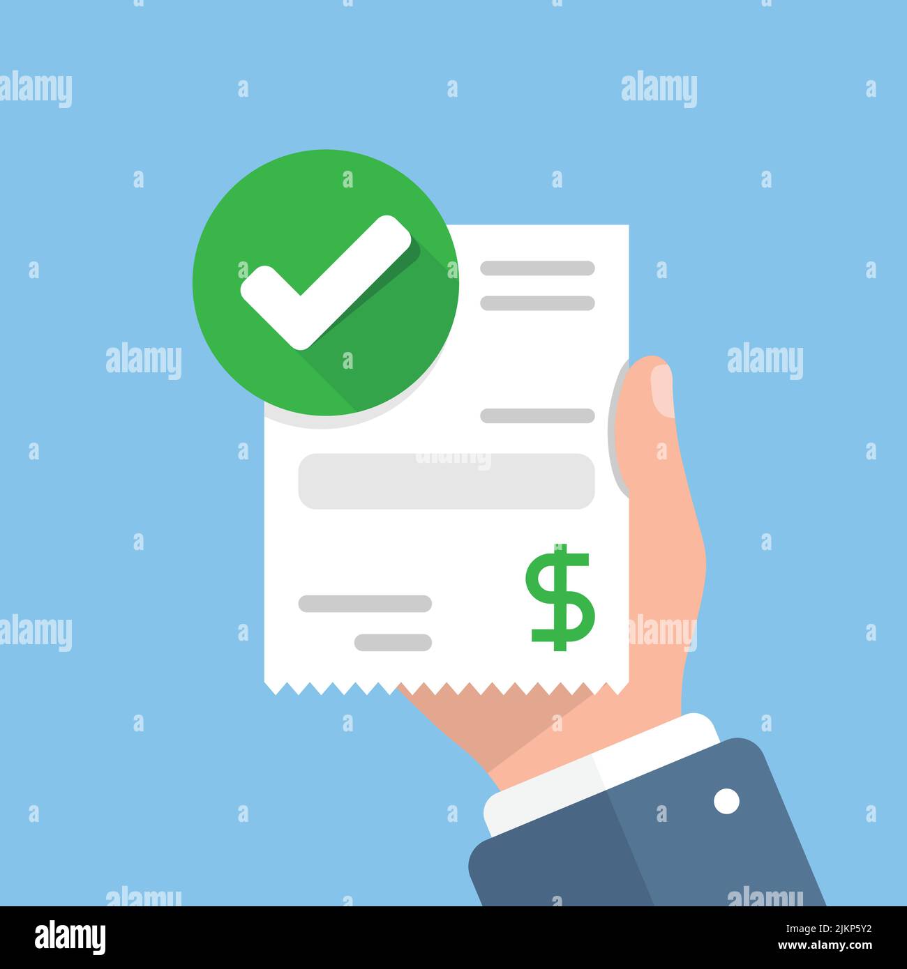 Success payment in hand illustration in flat style. Approved money ...