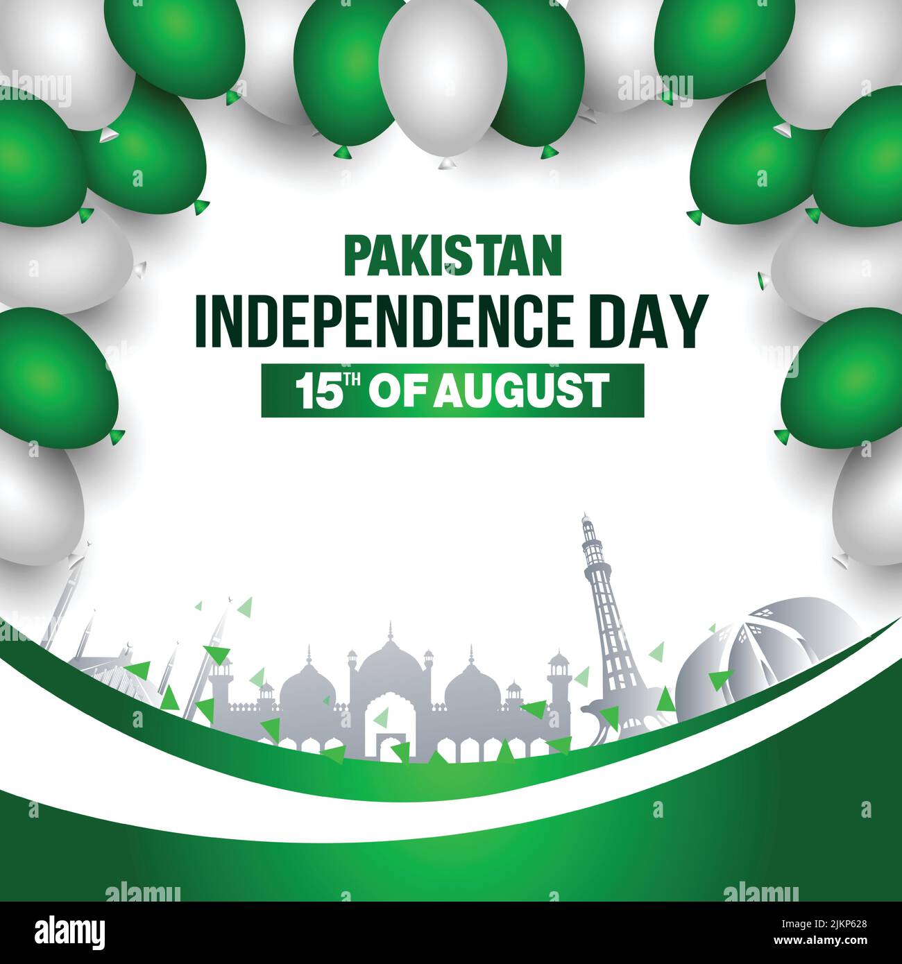happy independence day Pakistan with balloons. vector illustration ...