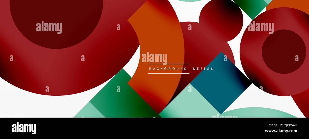 Circle and square geometric background. Round shapes with squares and ...
