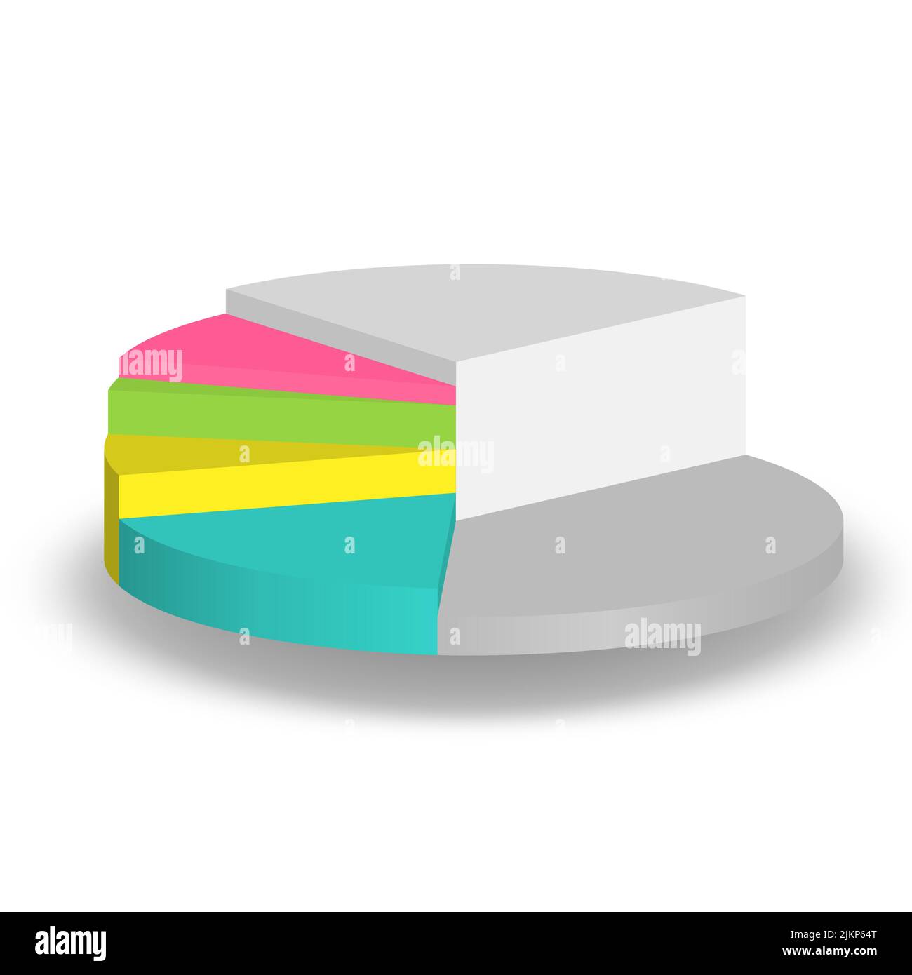 3d pie chart graph is divided into parts. Realistic geometric ...