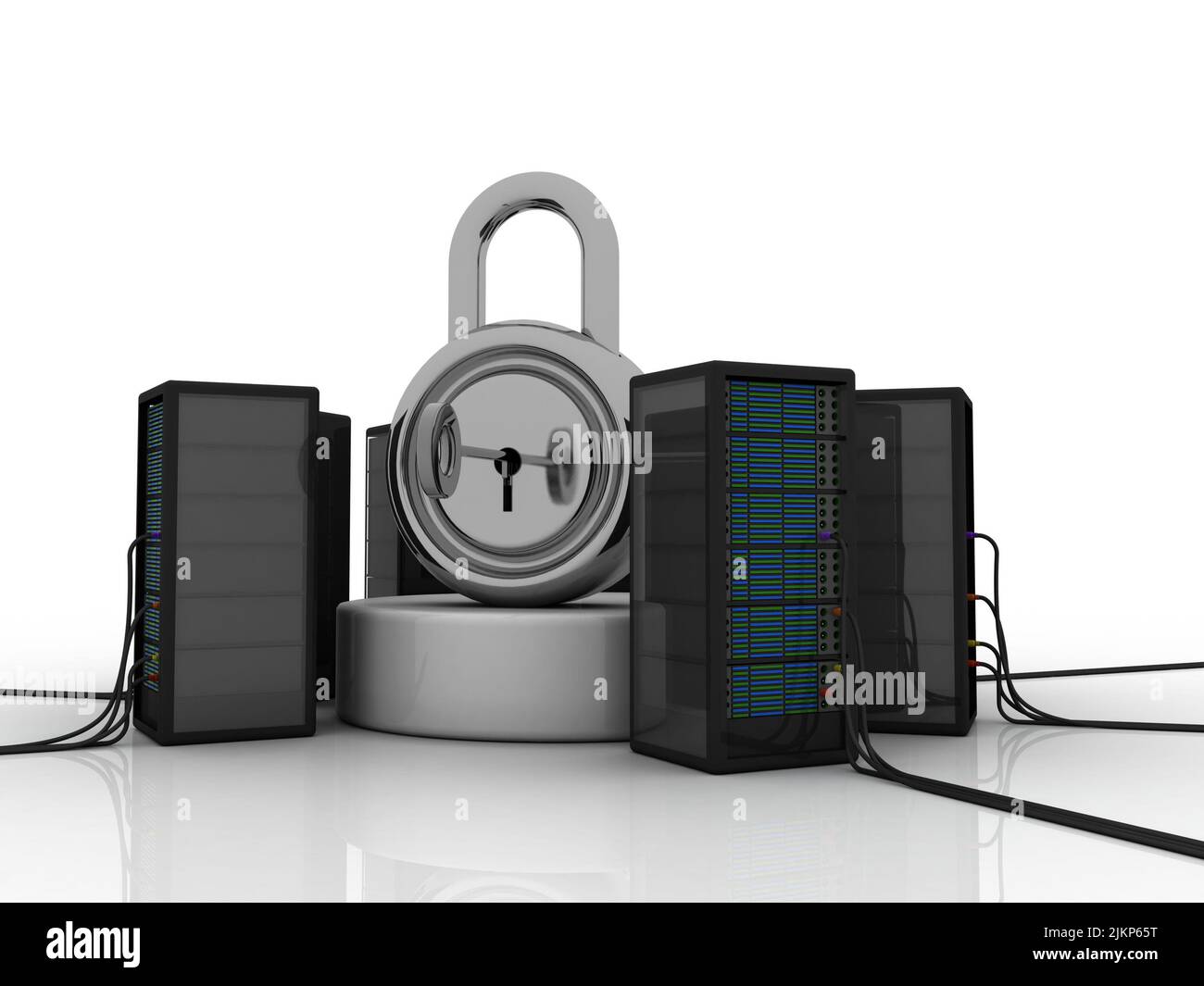 3d illustration Data center server protection lock Stock Photo - Alamy