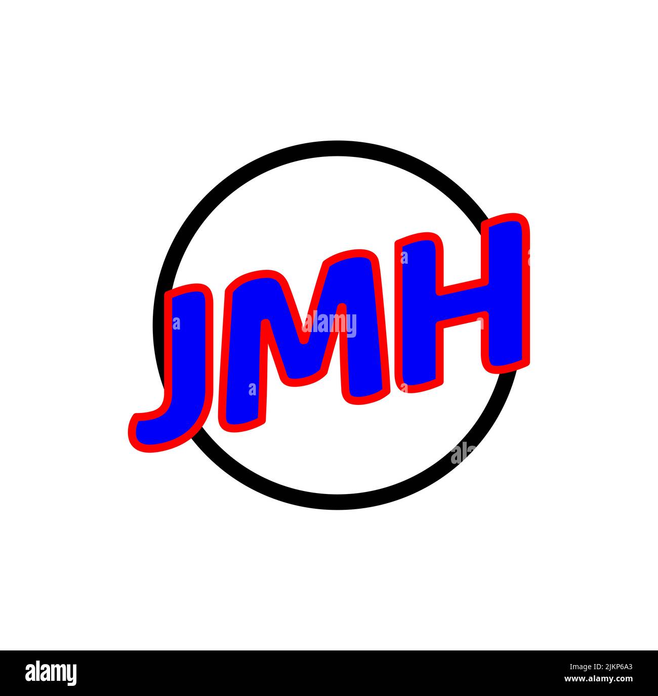Alphabet letters JMH inside a circle for logo isolated on a white ...