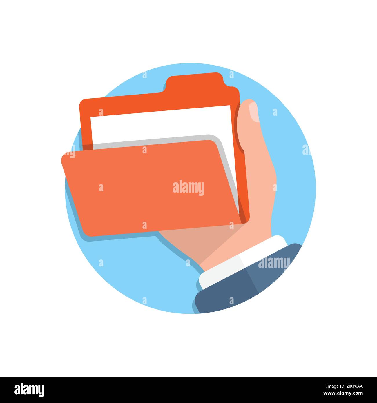 Computer folder in hand illustration in flat style. Document archive ...