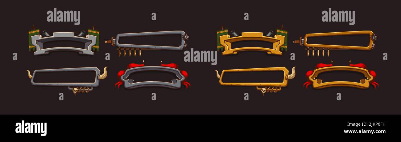 Fantasy frames with medieval weapon for rpg game ui design. Vector ...