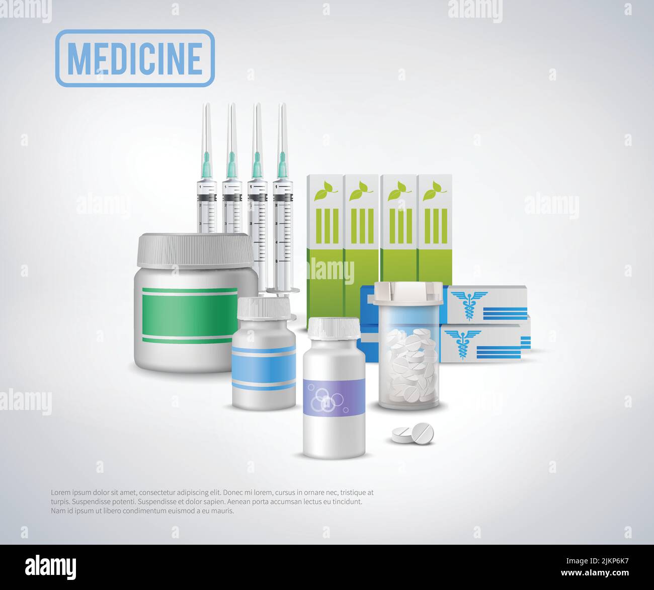 Medical healthcare products conceptual background with composition of ...