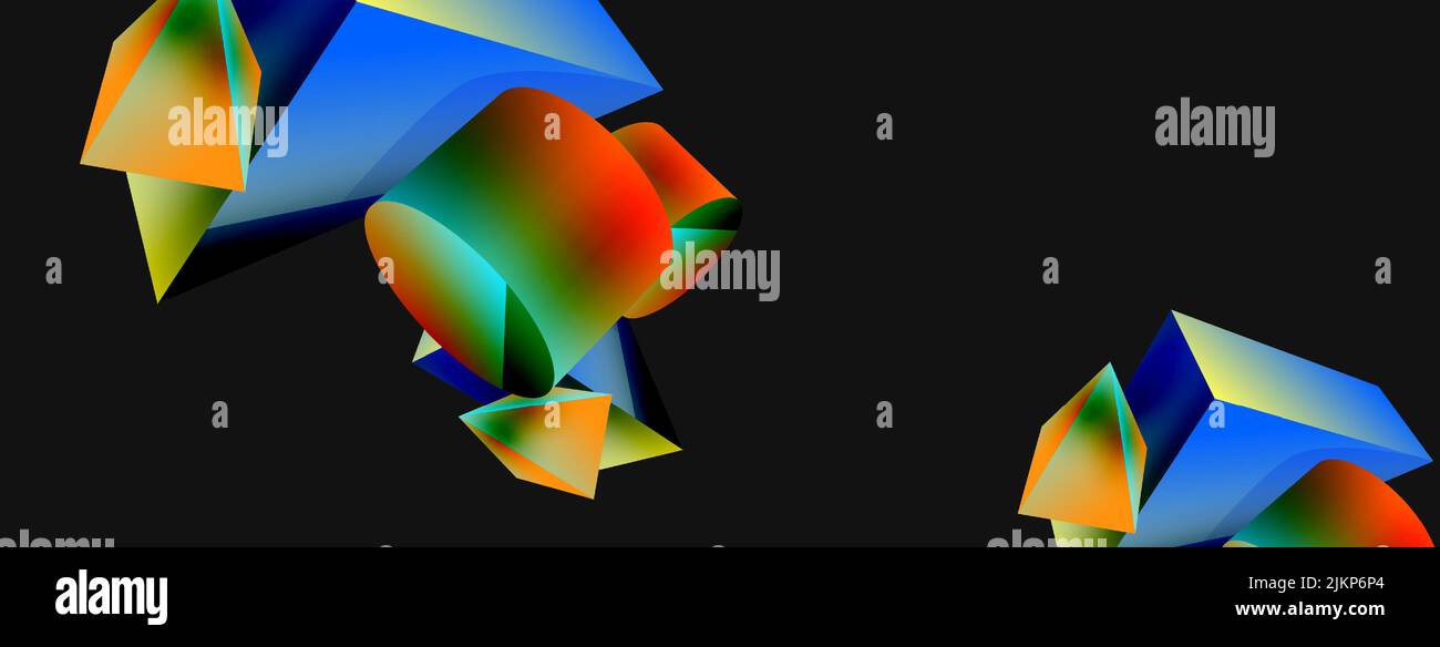 3d vector minimalist geometric abstract background. Triangle, cylinder ...