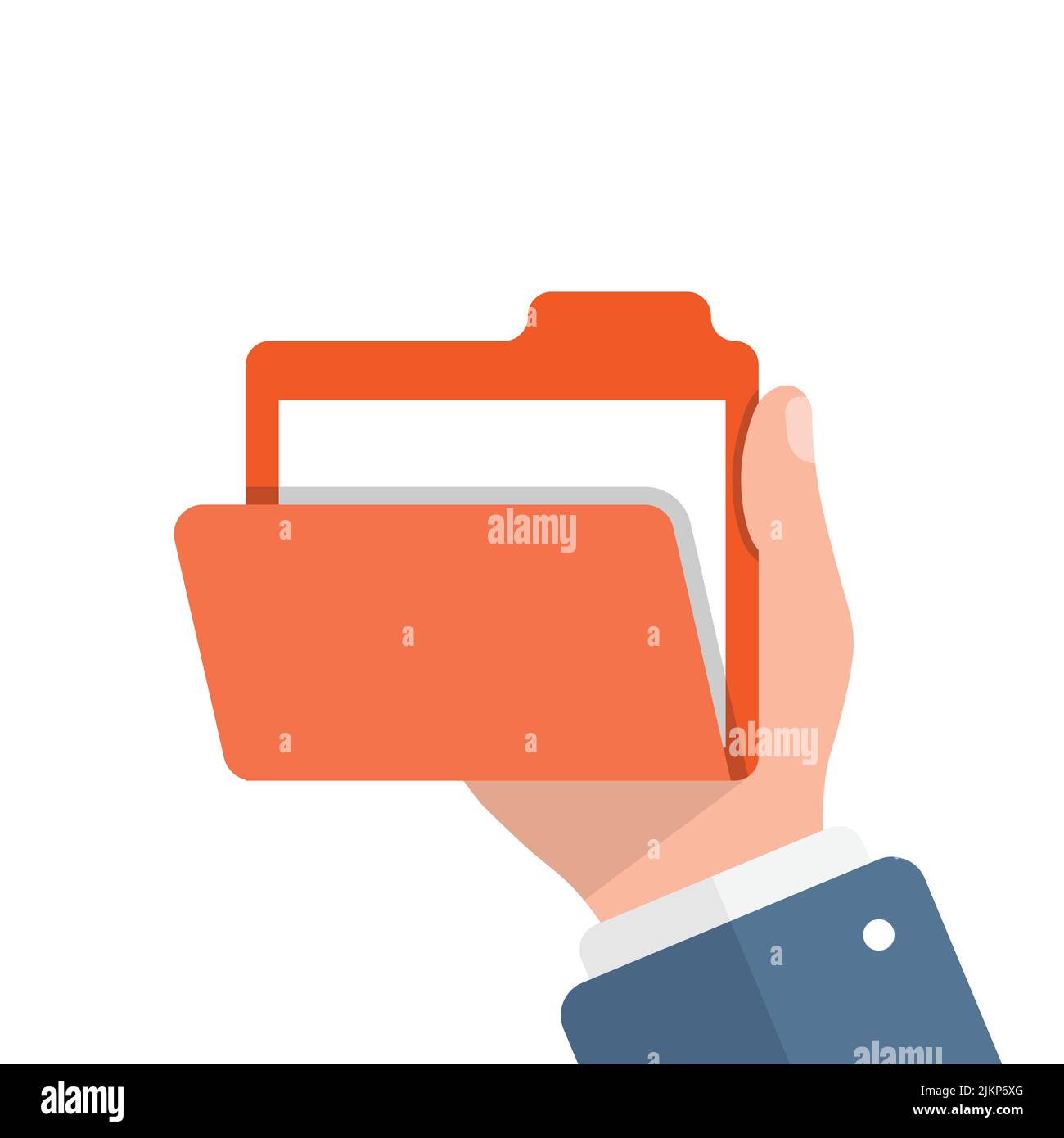 Computer folder in hand illustration in flat style. Document archive ...