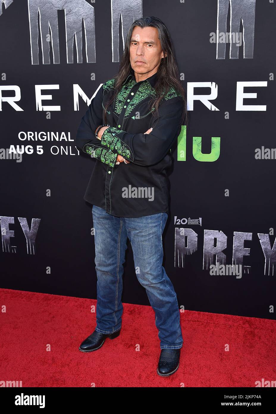 Westwood, USA. 02nd Aug, 2022. David Midthunder walking on the red ...