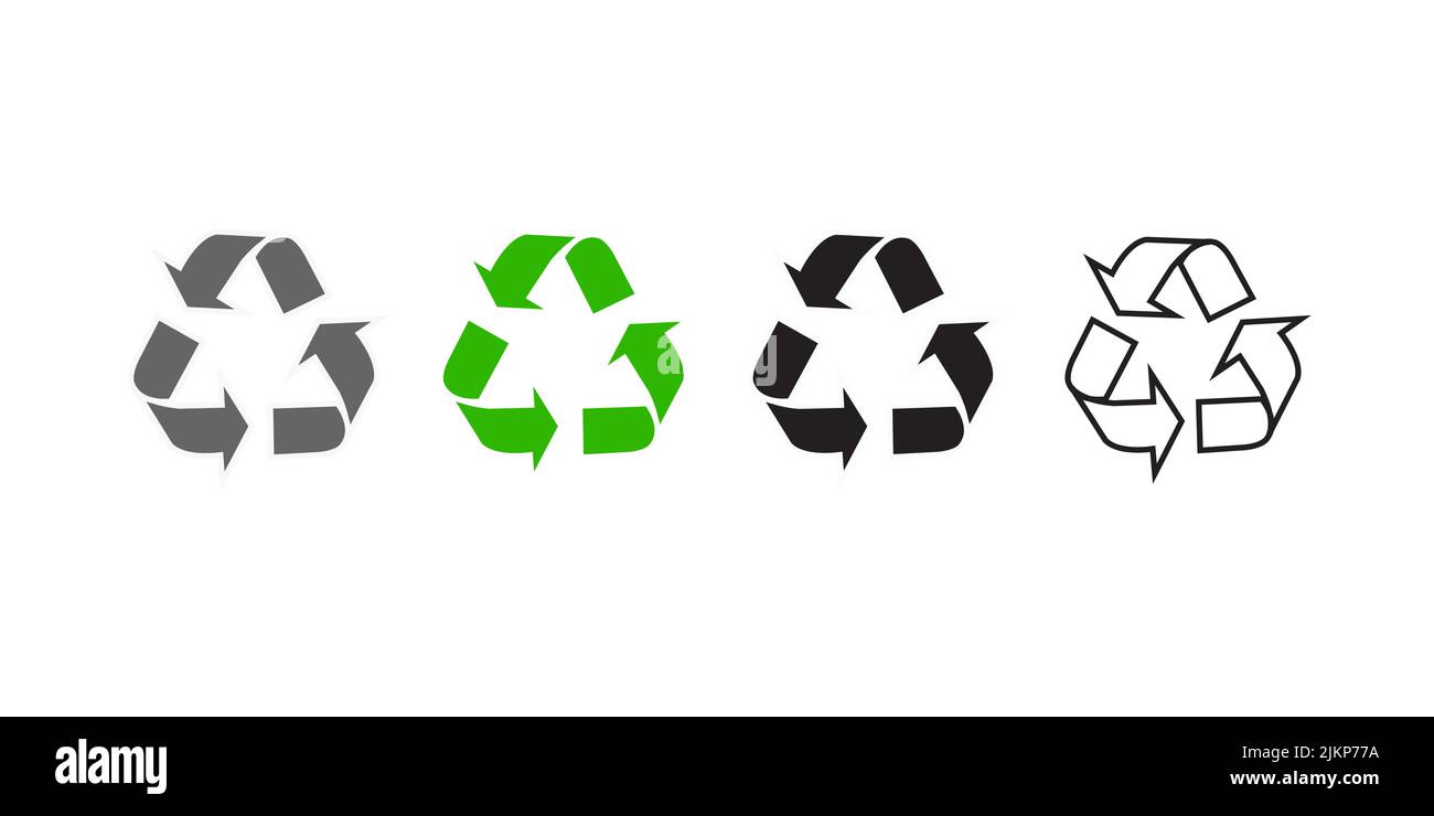 Vector set green ecology arrows sign icon. Image Three green arrows ...