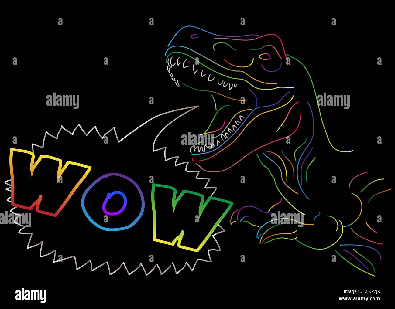 Dinosaur with speech bubble saying Wow word. Tyrannosaurus Rex with ...