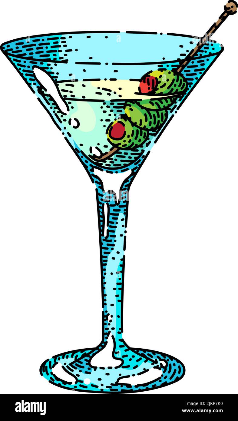 martini cocktail sketch hand drawn vector Stock Vector Image & Art - Alamy