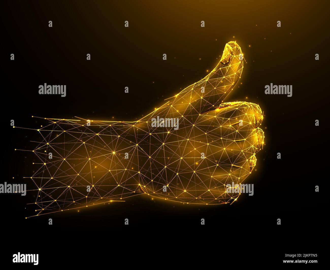 Approved. Thumb up or gesture of approval polygonal illustration on a ...