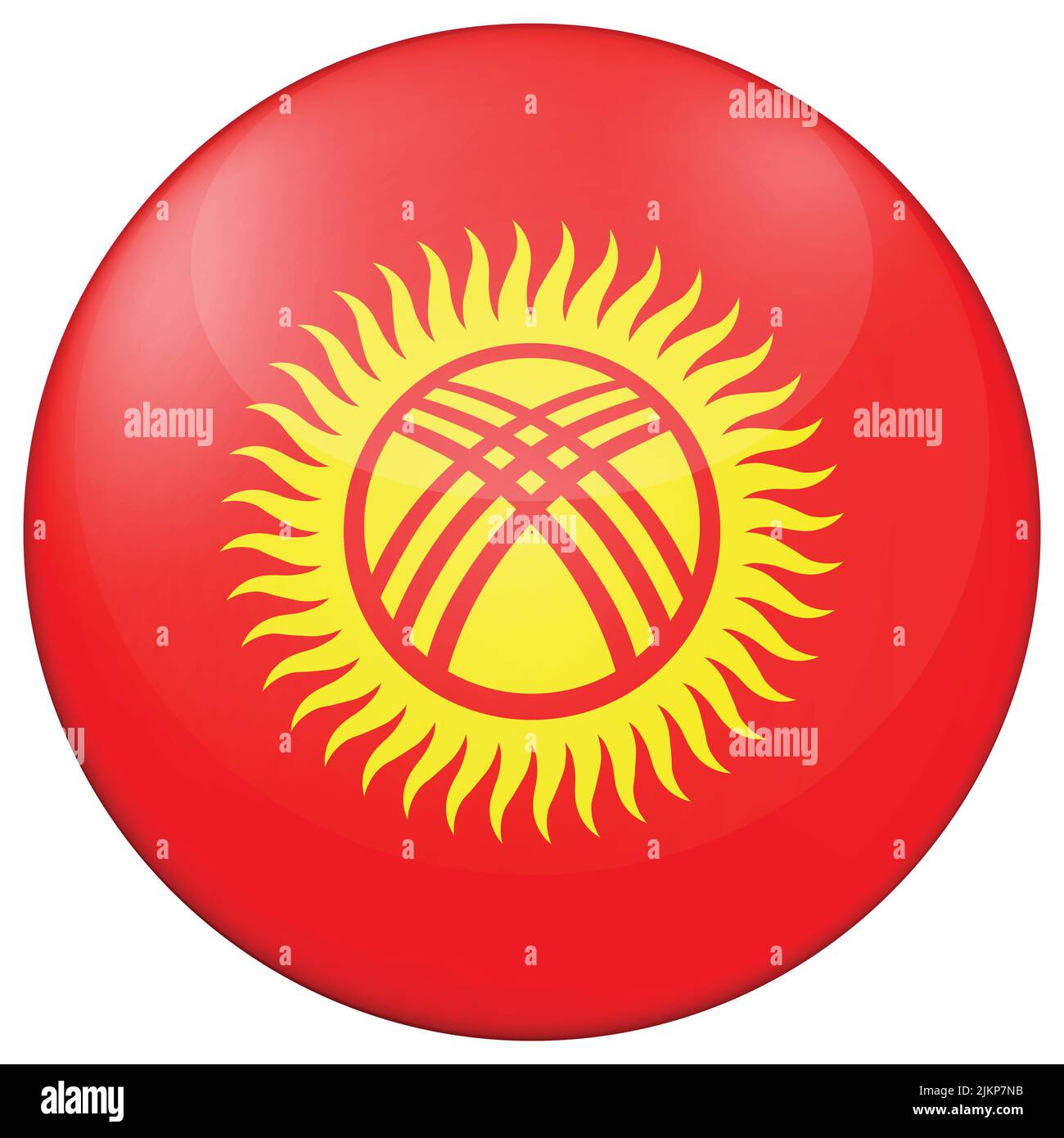 Round icon with flag of Kyrgyzstan. Glass light ball, sticker, sphere ...