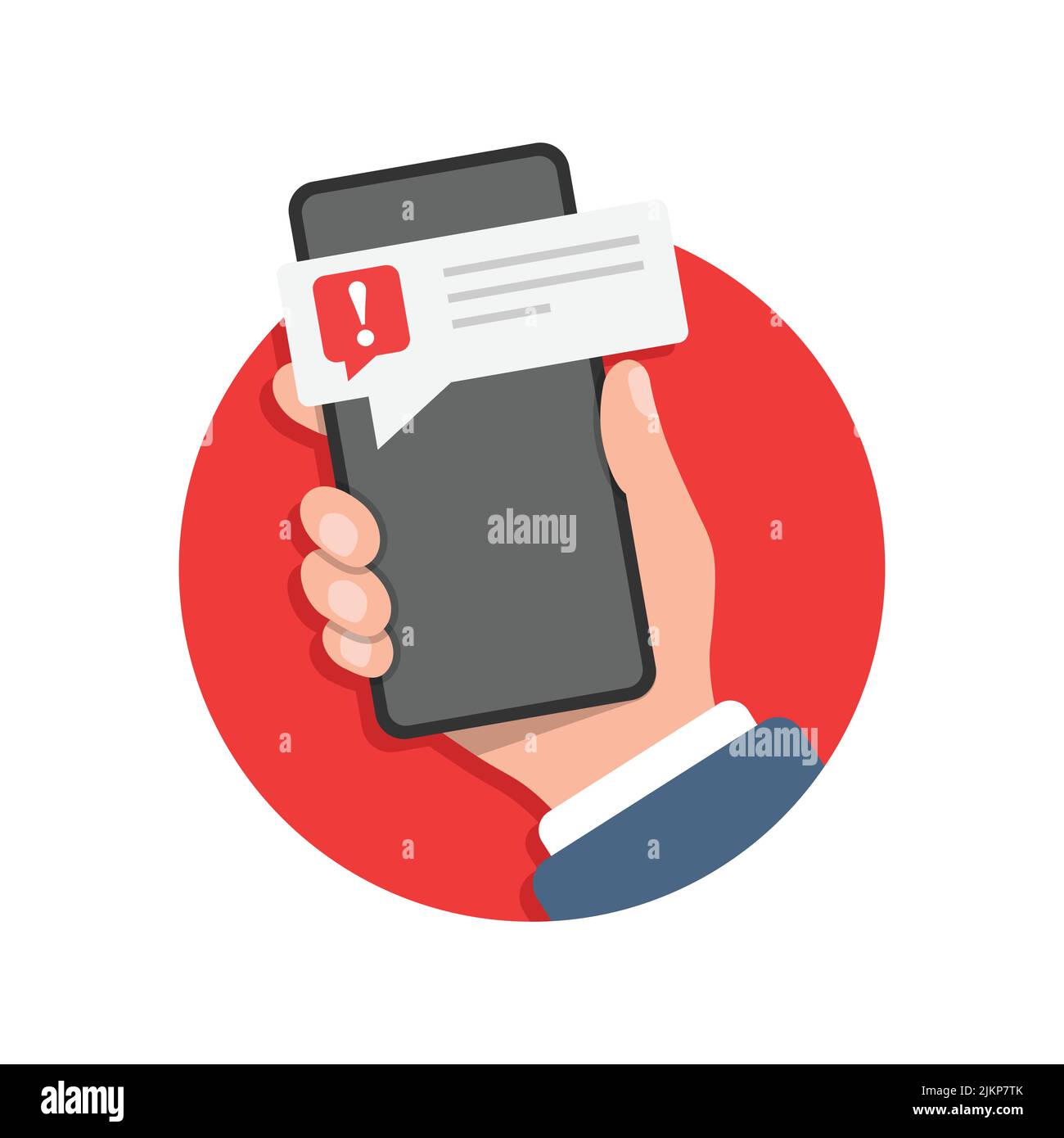 Phone notifications icon in flat style. Smartphone with exclamation ...