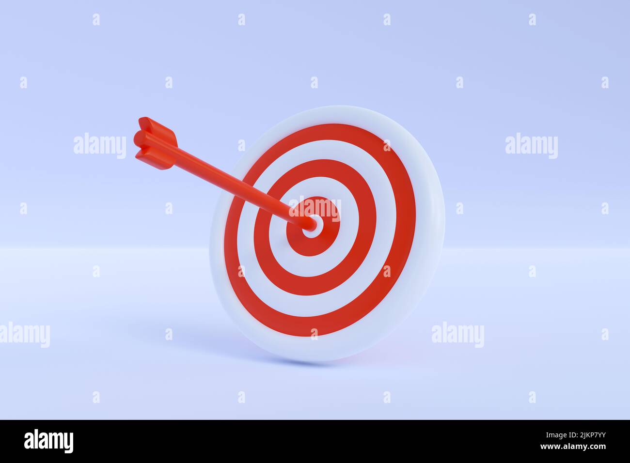 3d arrow hit center of target. Concept of solving business problems ...