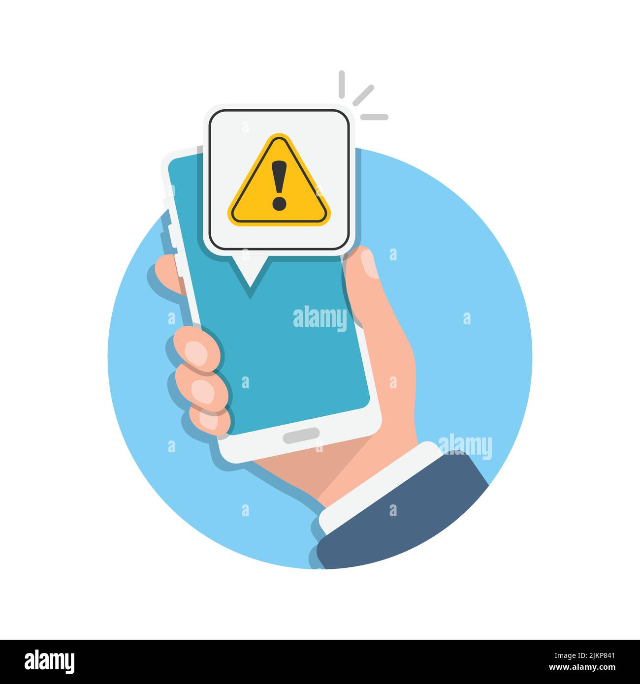 Phone notifications icon in flat style. Smartphone with exclamation ...