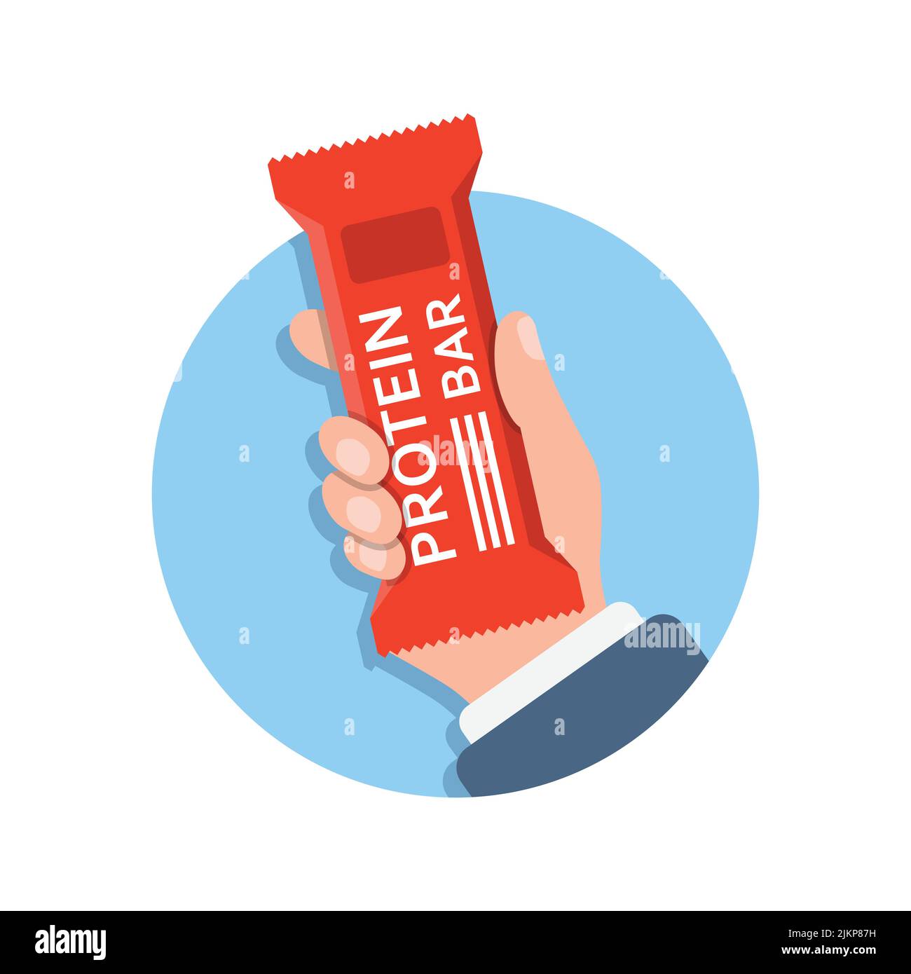 Protein bar in hand illustration in flat style. Fitness dessert vector ...
