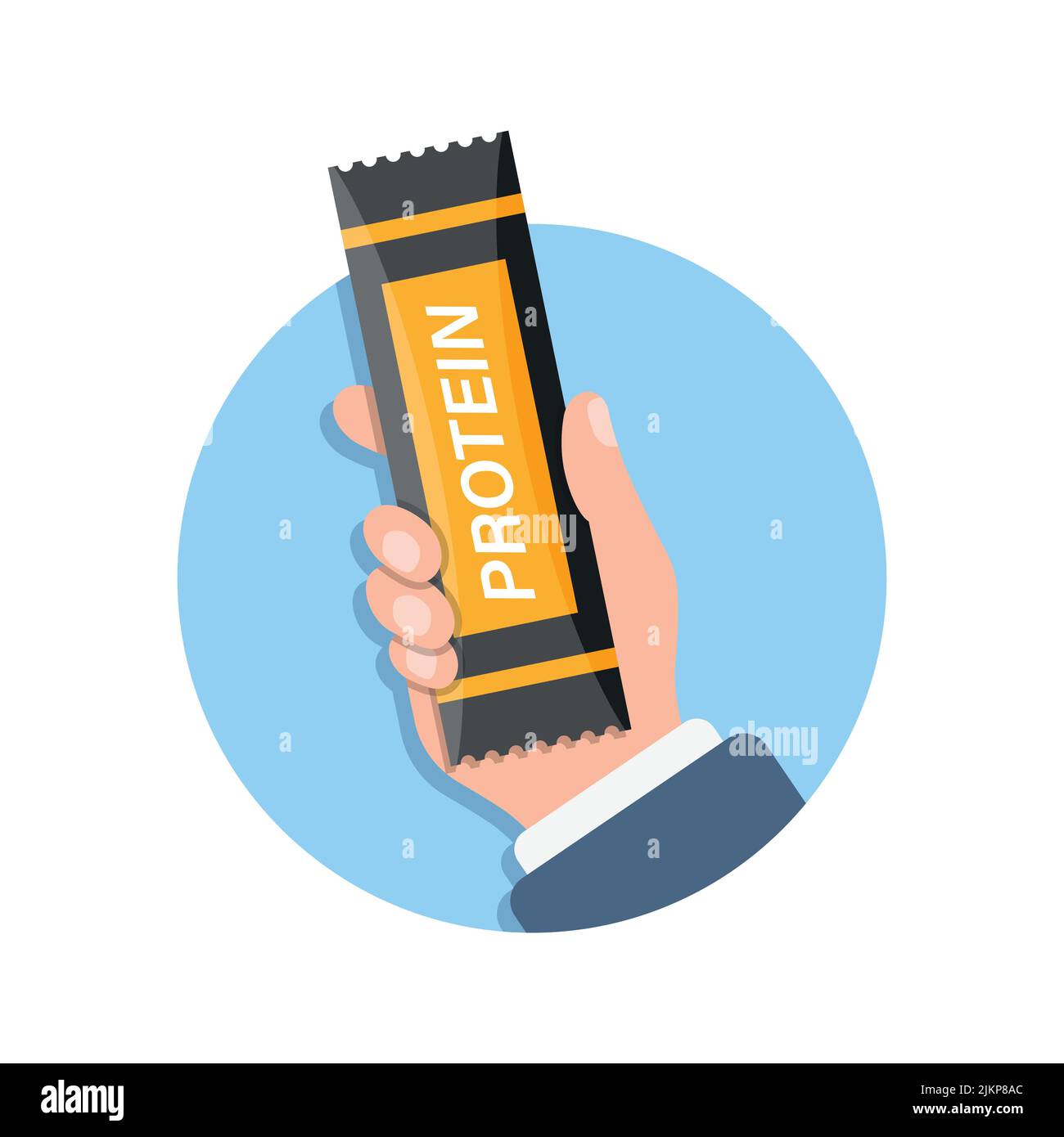 Protein bar in hand illustration in flat style. Fitness dessert vector ...
