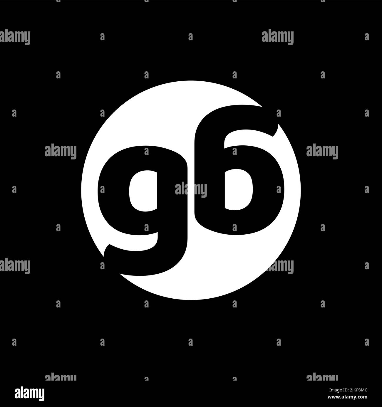 Alphabet letter G inside a white circle for logo isolated on a blue ...