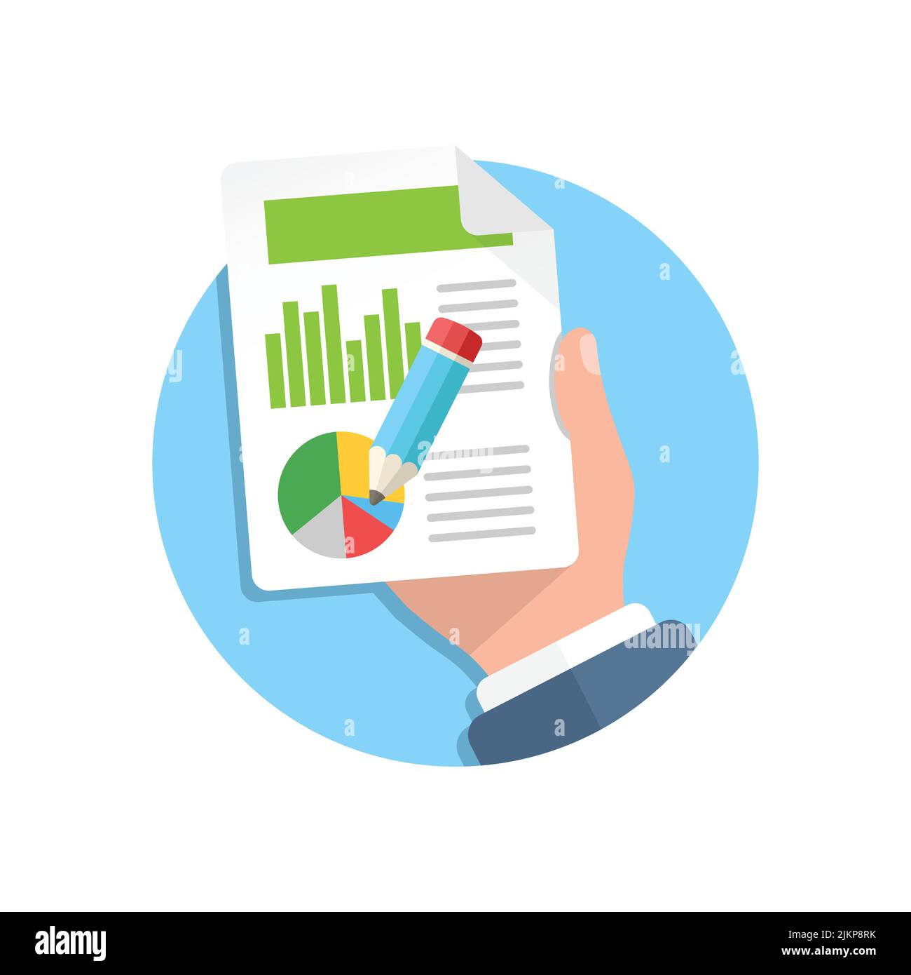 Contract document with pencil in hand illustration in flat style ...