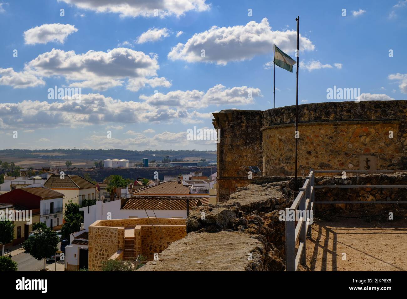 A beautiful architecture of the mediaeval town Niebla in Spain Stock ...