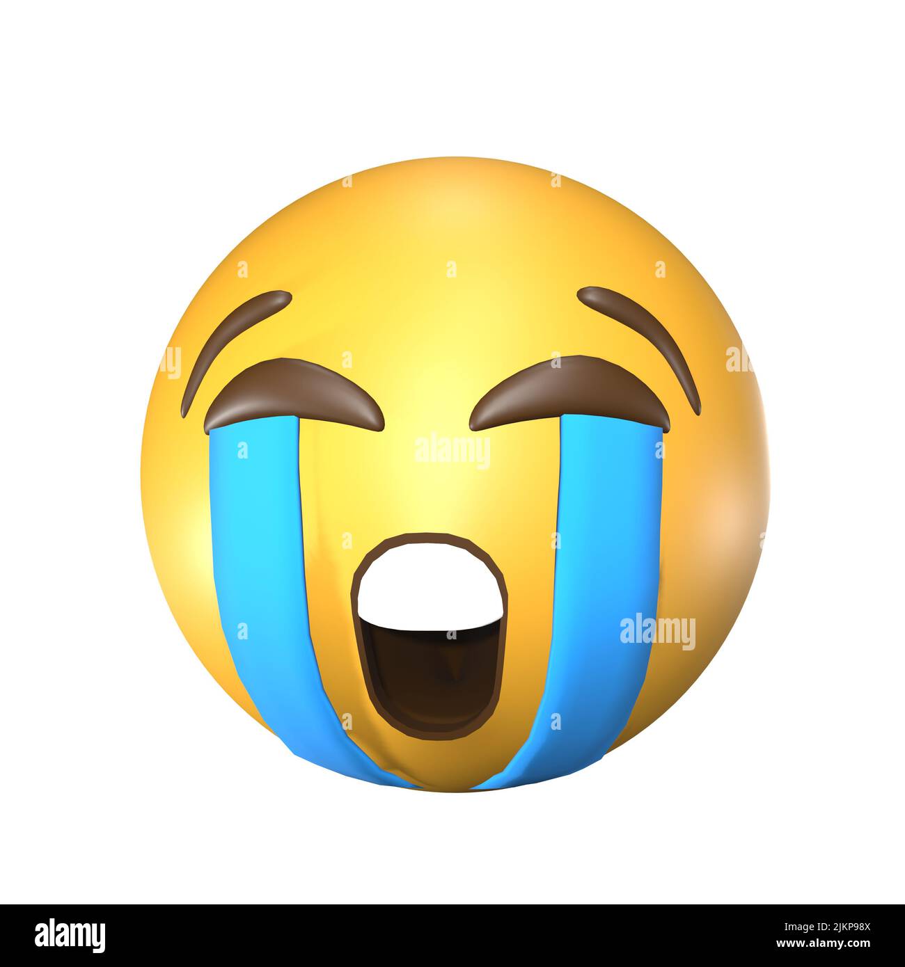 A 3D illustration of a yellow crying emoji on a white background Stock ...