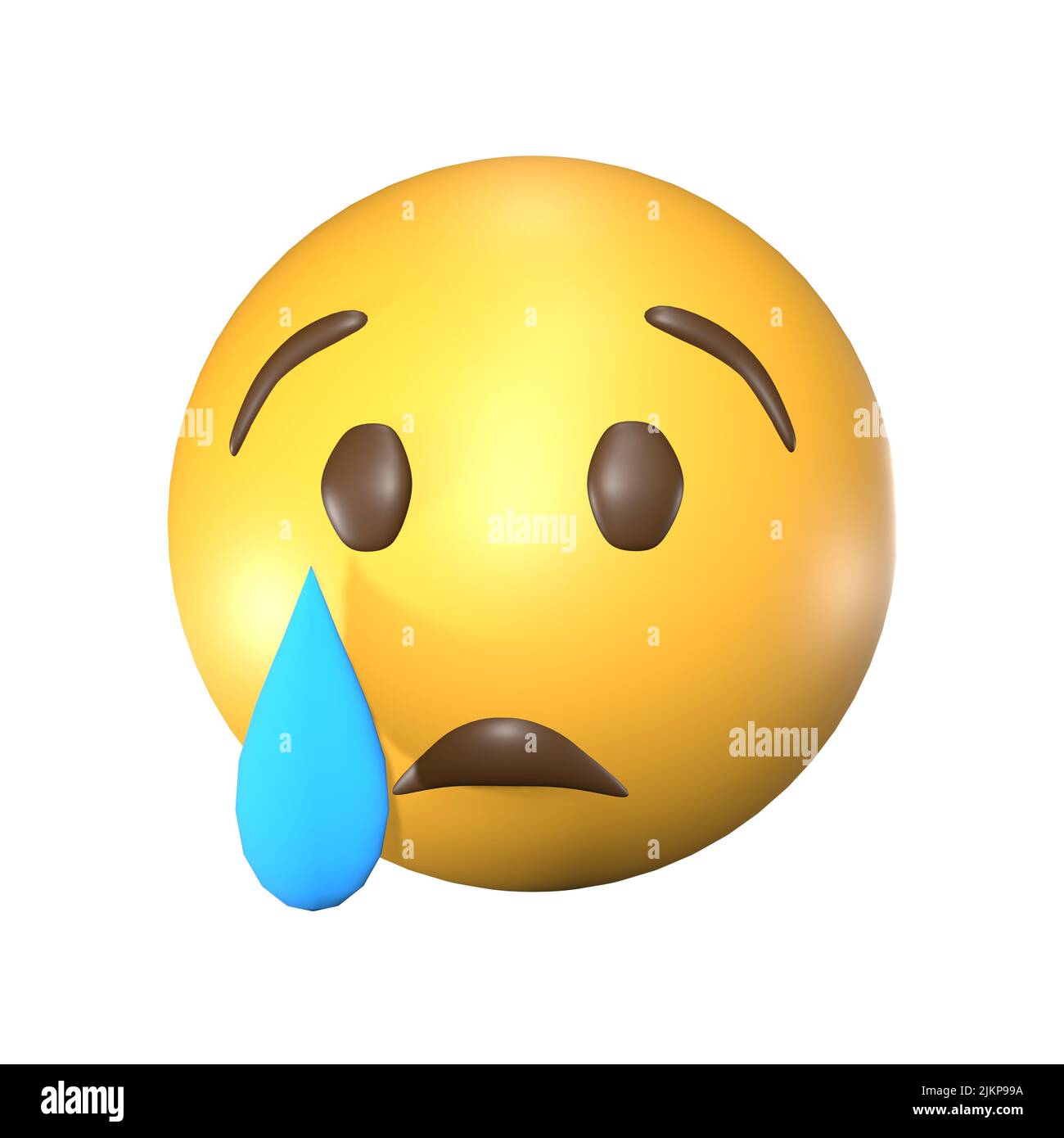 A 3D illustration of a yellow crying emoji on a white background Stock ...