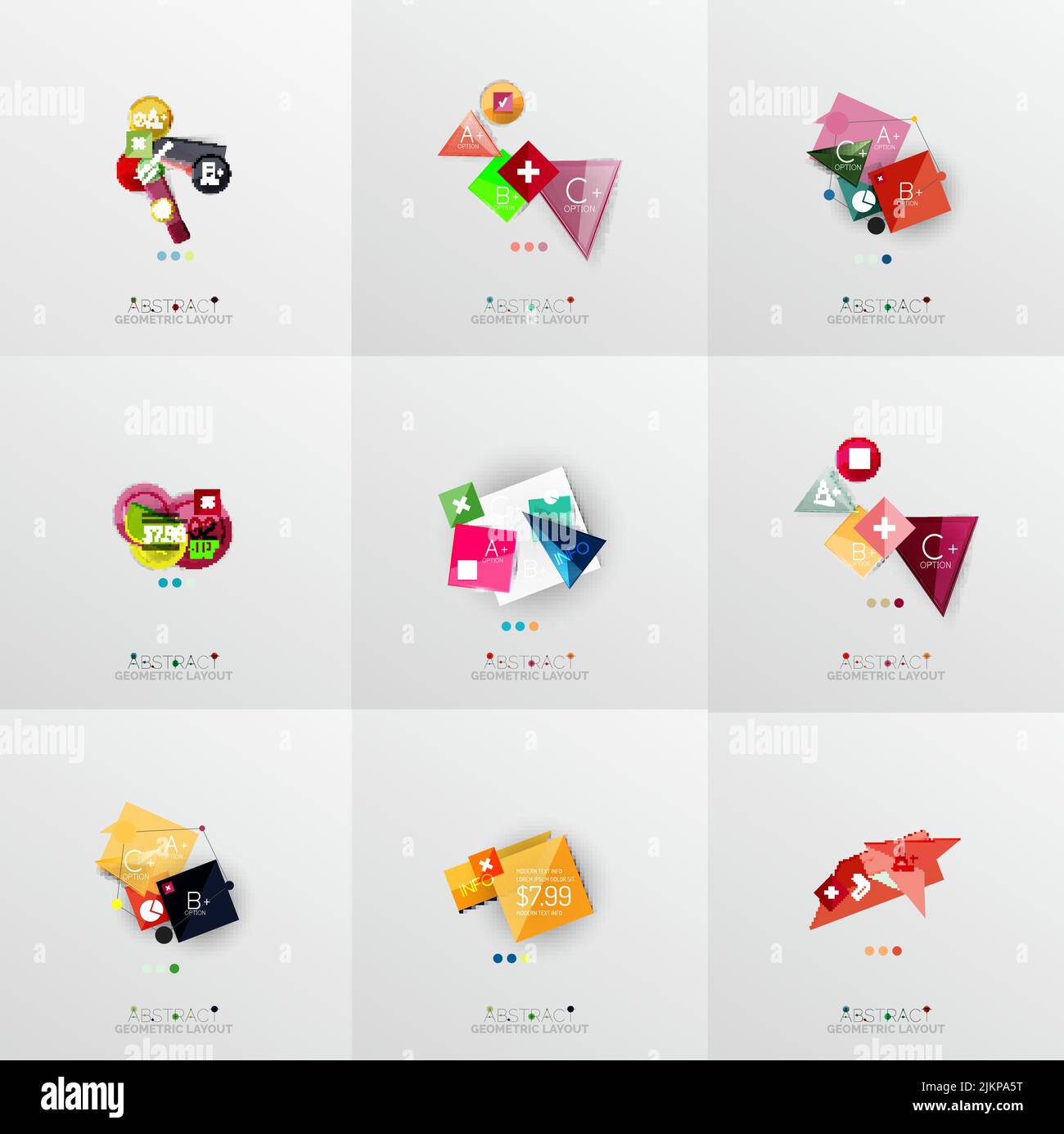 Set of paper graphic layouts. Universal presentation, message board or ...
