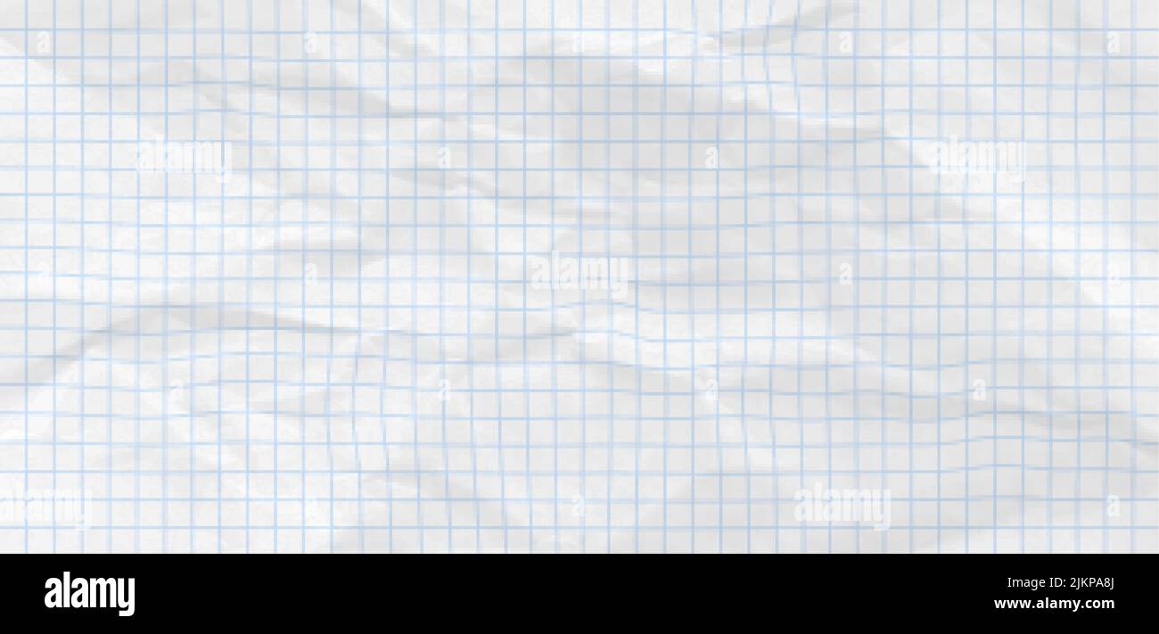Crumpled blue checkered paper texture realisric vector illustration ...