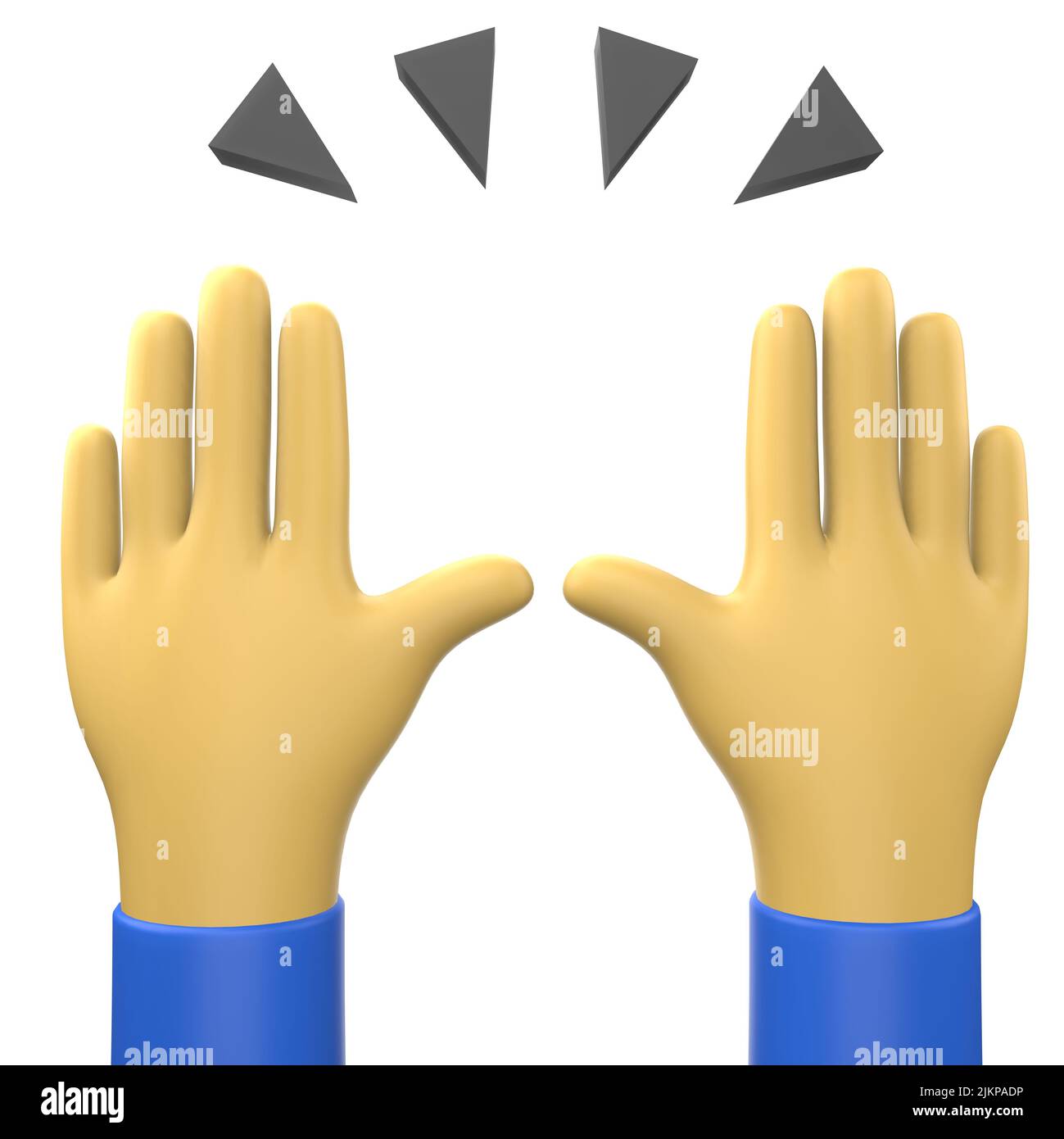 A 3D illustration of praising hands emoji on a white background Stock ...