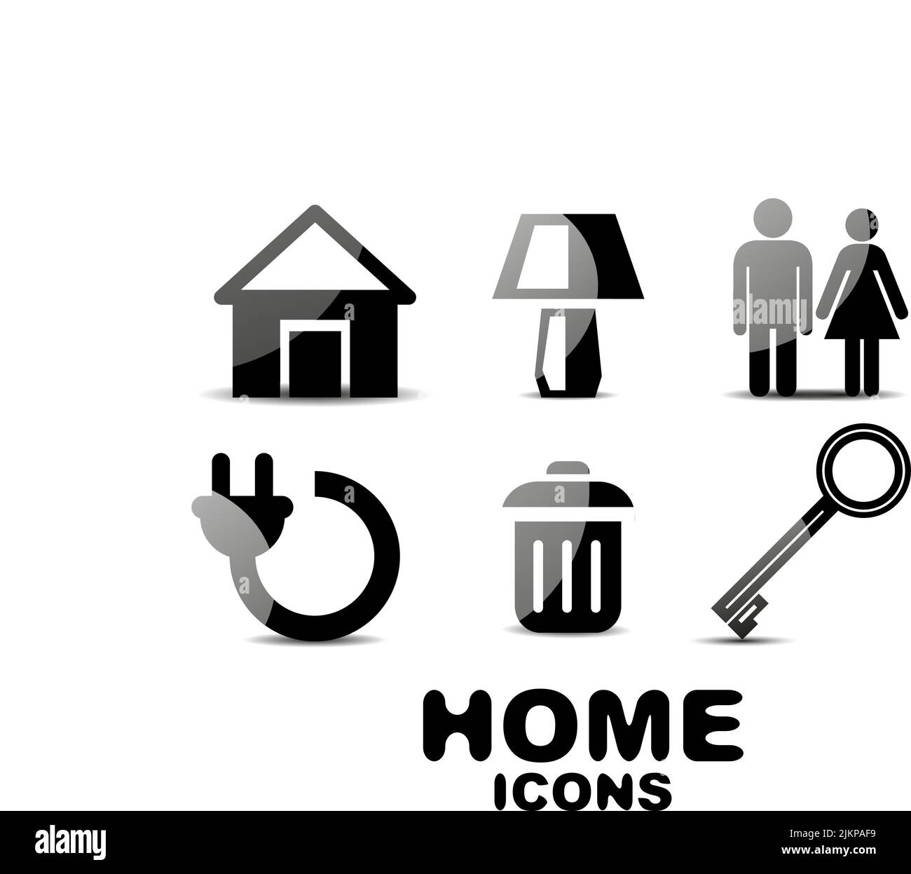 Black glossy vector home icons Stock Vector Image & Art - Alamy