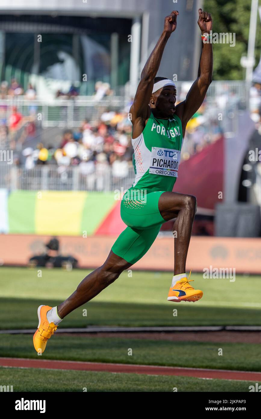 Pedro Pichardo (POR) wins the triple jump with a world leading leap of 58-10 3/4 (17.95) during ...