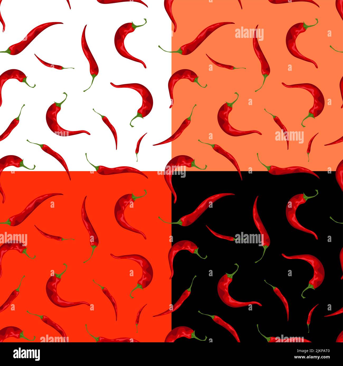 Set of seamless patterns with hot red pepper for mexican dishes. Hot ...