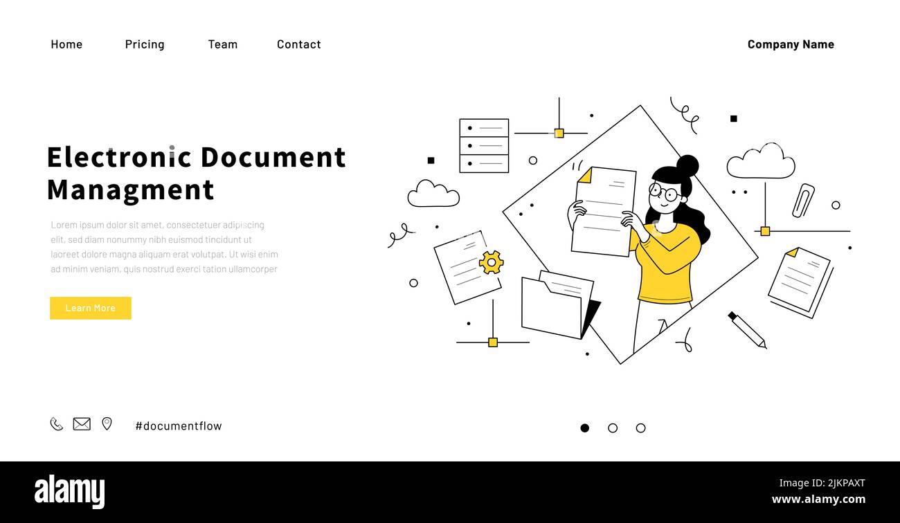 Electronic document management landing page. Data archive organization ...