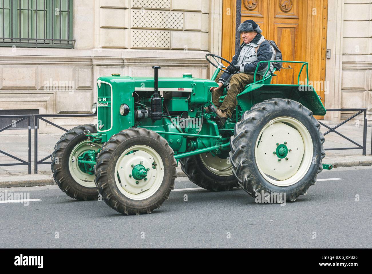 Old classic tractor in the city vintage model MAN AS330A Stock Photo ...