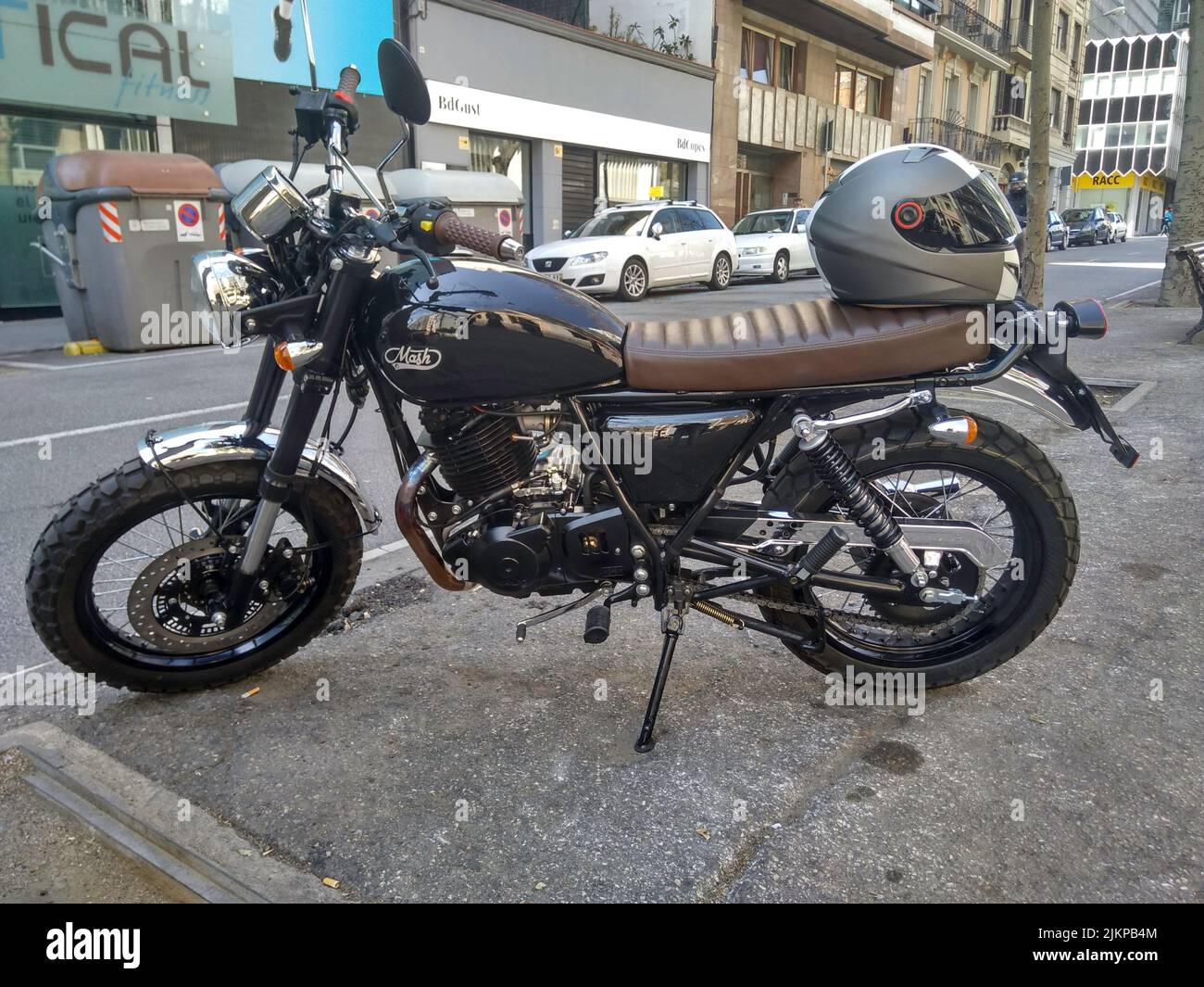 Modern bike cafe racer style parked in the street. Mash Seventy Five ...