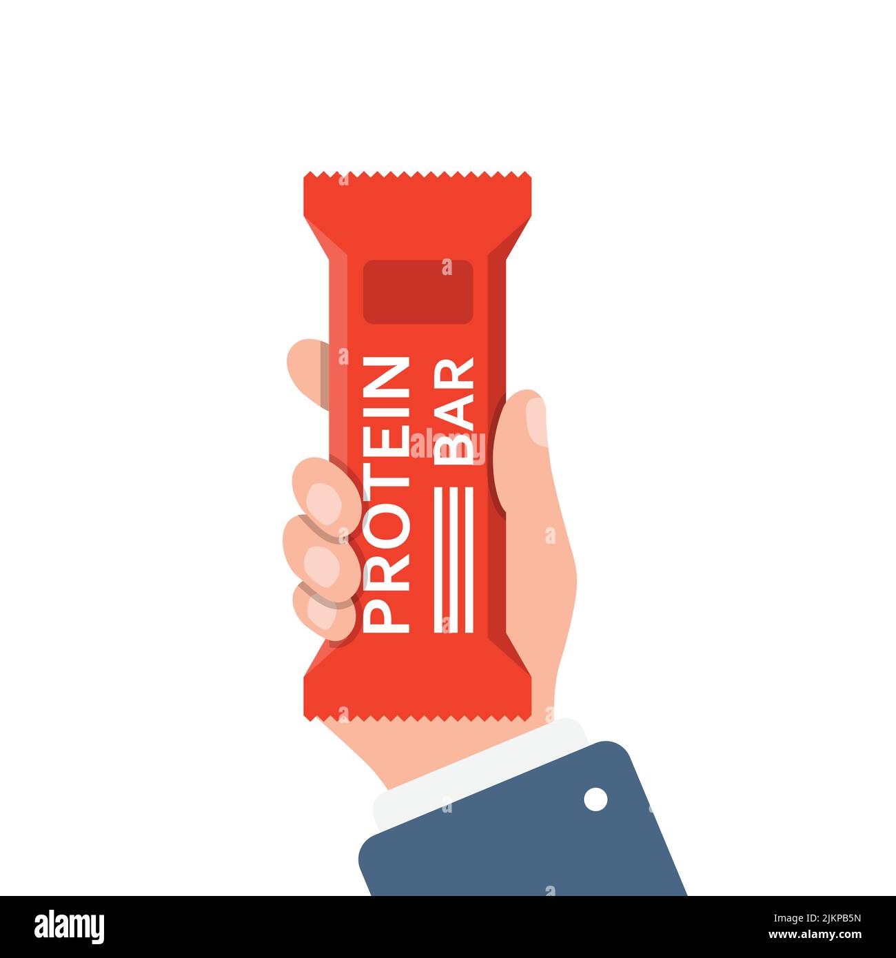 Protein bar in hand illustration in flat style. Fitness dessert vector ...