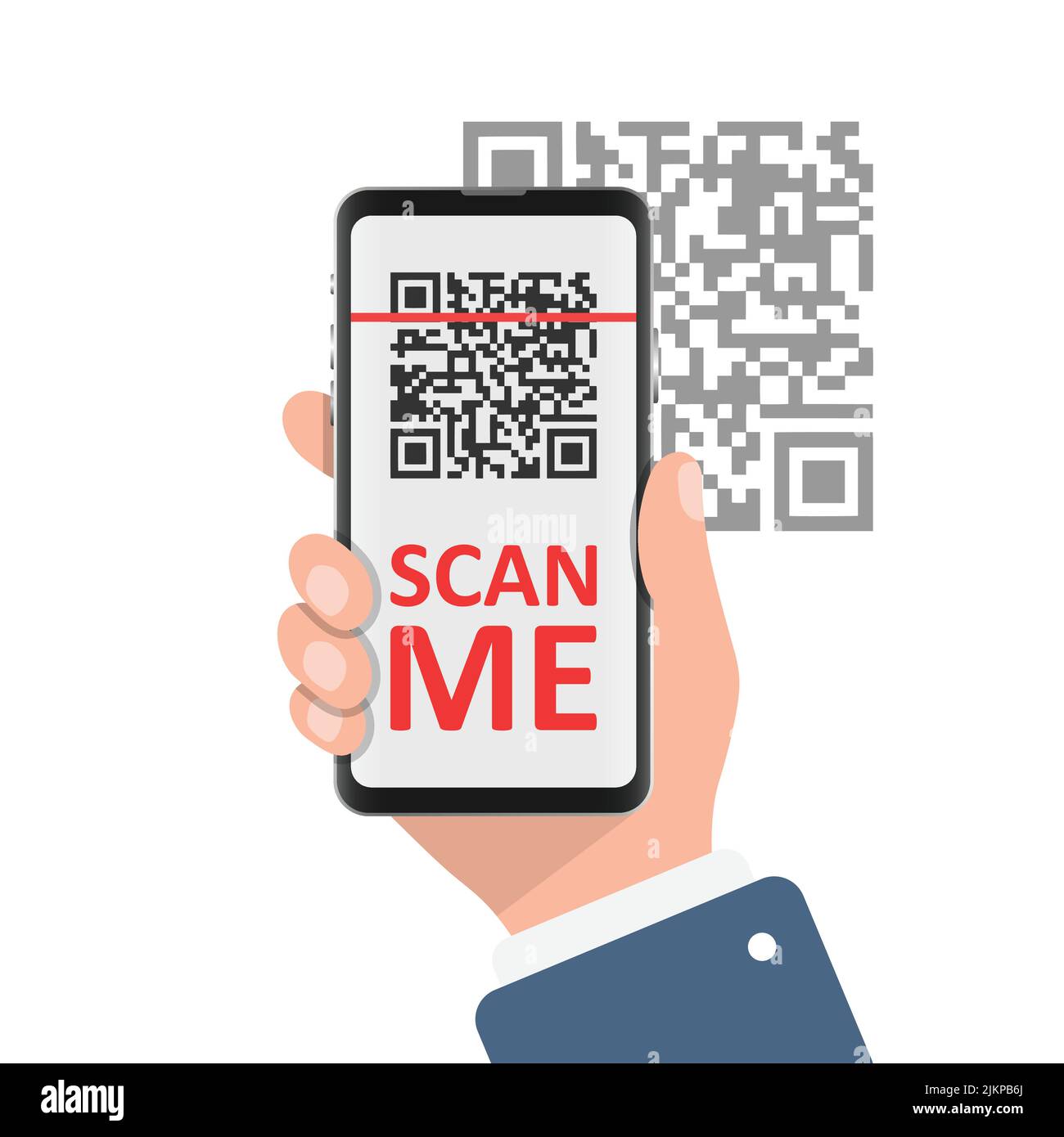 Qr Code Scan Illustration In Flat Style Mobile Phone Scanning Vector Illustration On Isolated