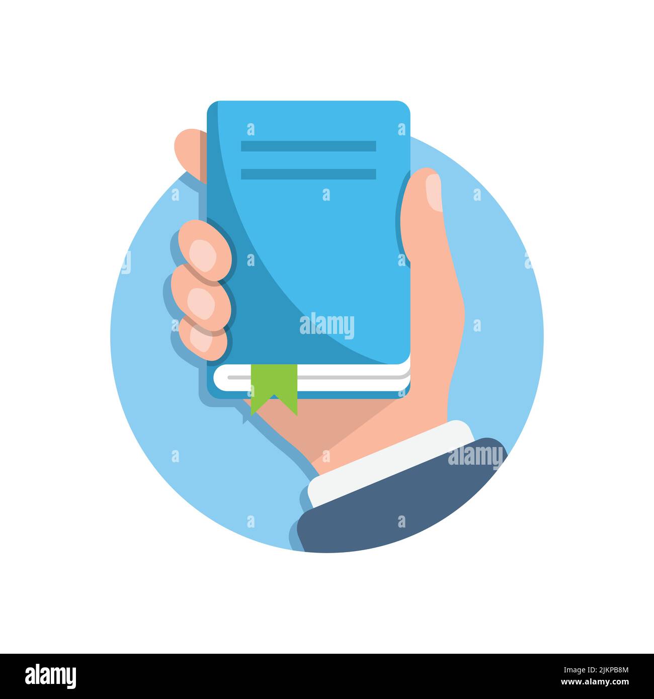 Diary in hand illustration in flat style. Notebook vector illustration ...